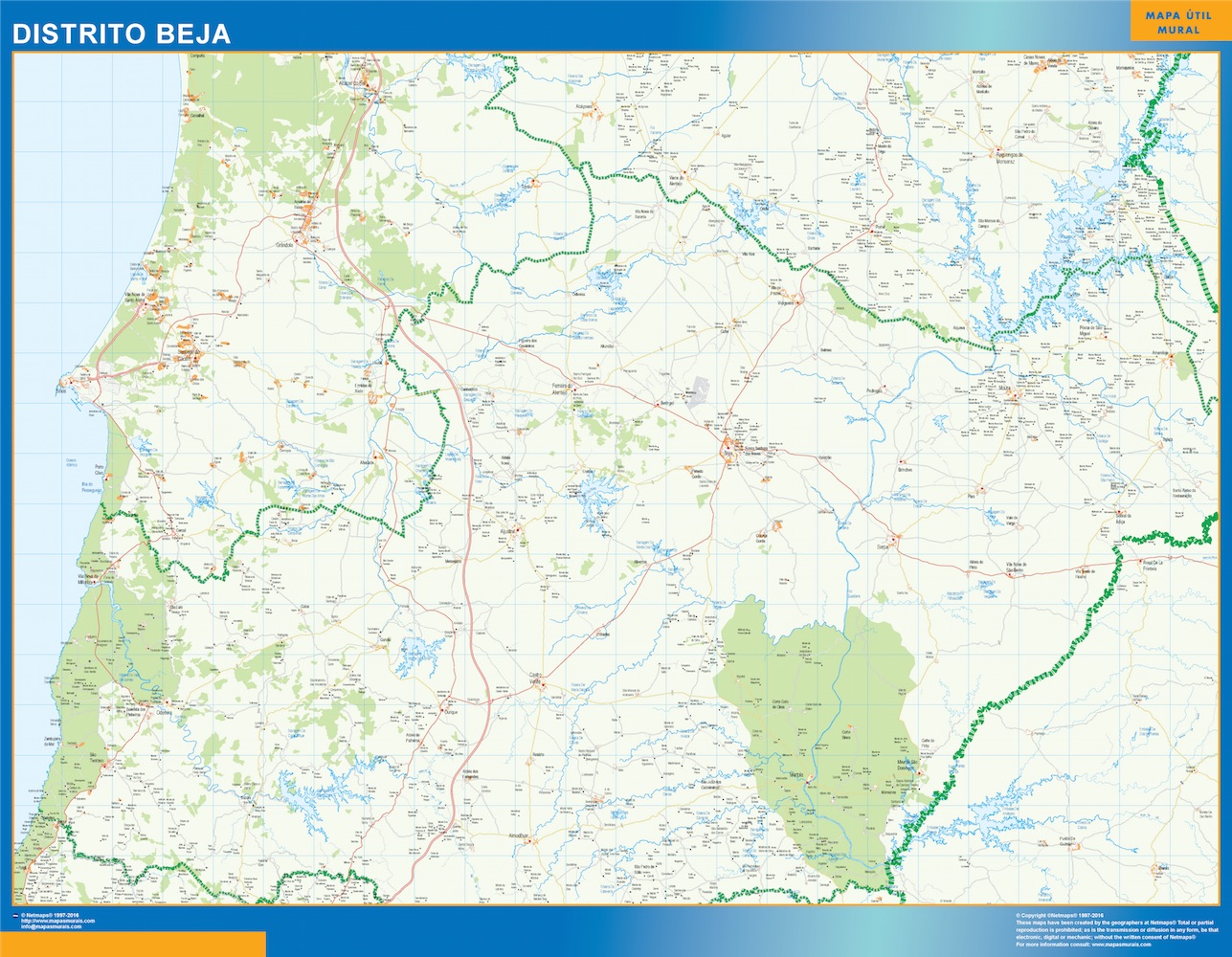 Mapa distrito Beja plastificado | Mapas para Colombia y América Central ...